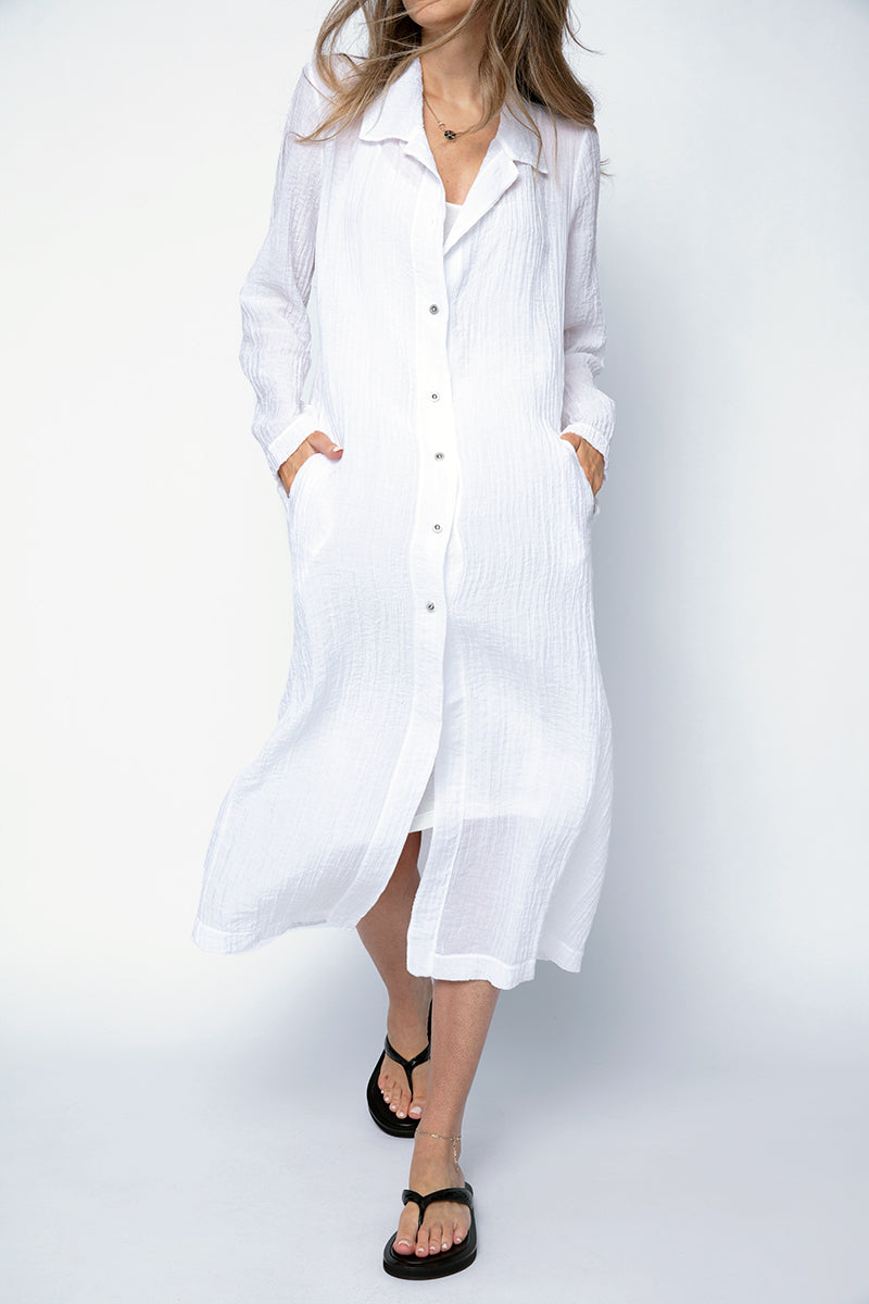Duster Coat in White | TRANSIT - T. Boutique